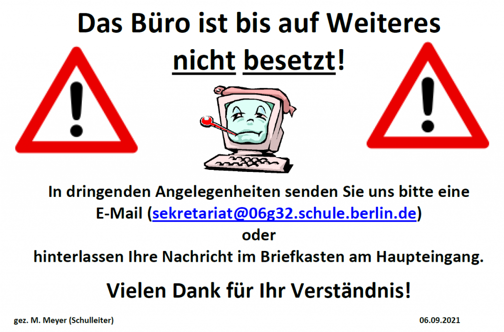 Schild Buro Nicht Besetzt